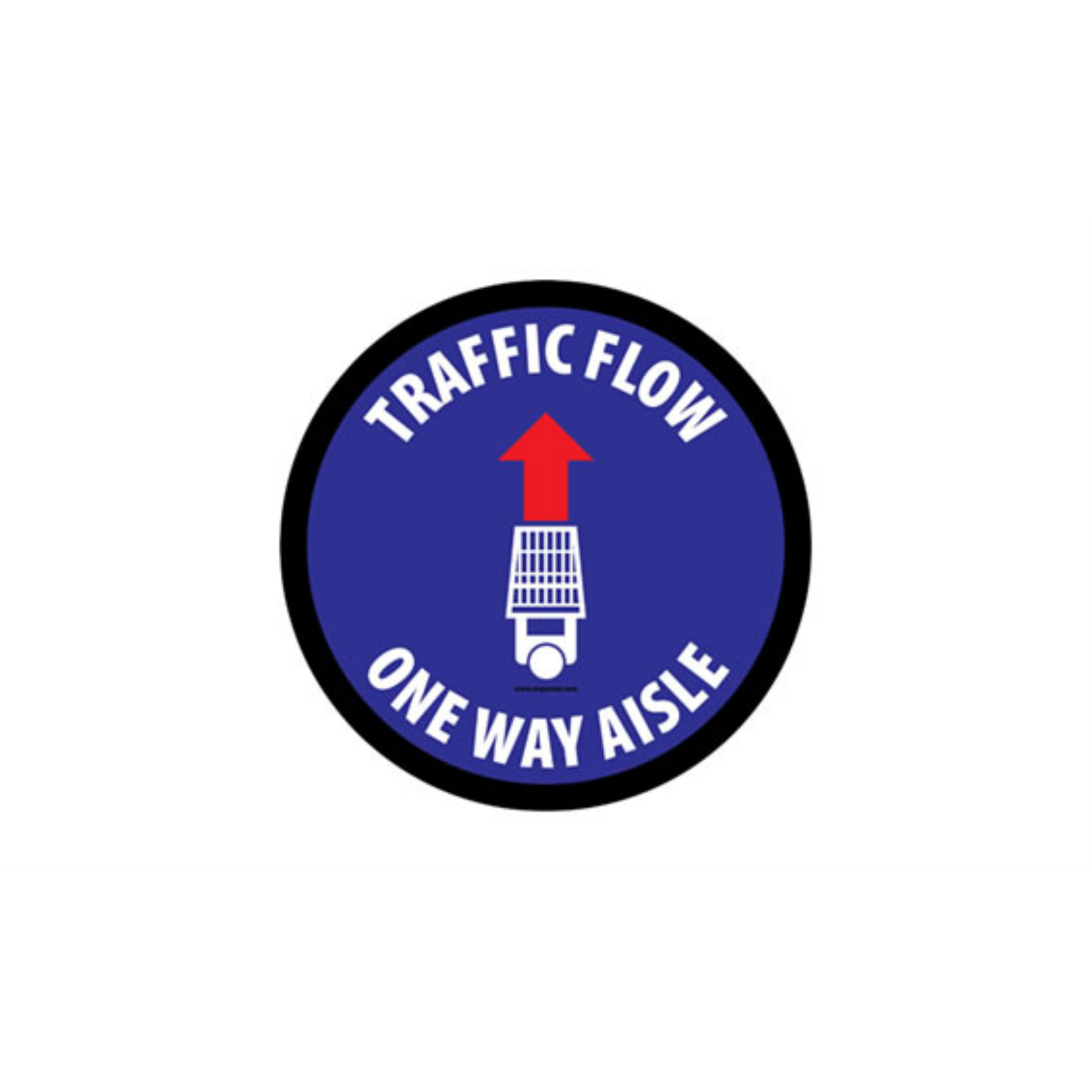 20" CIRCLE SIGNS - Circle Sign "Traffic Flow One Way Aisle" - DSV-SIGN ...